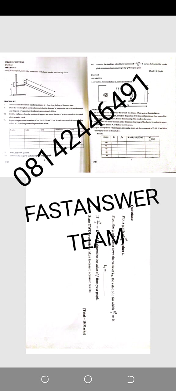 JUPEB 2024 August 29 Physics Practical Questions And Answers - FASTANSWER TEAM
